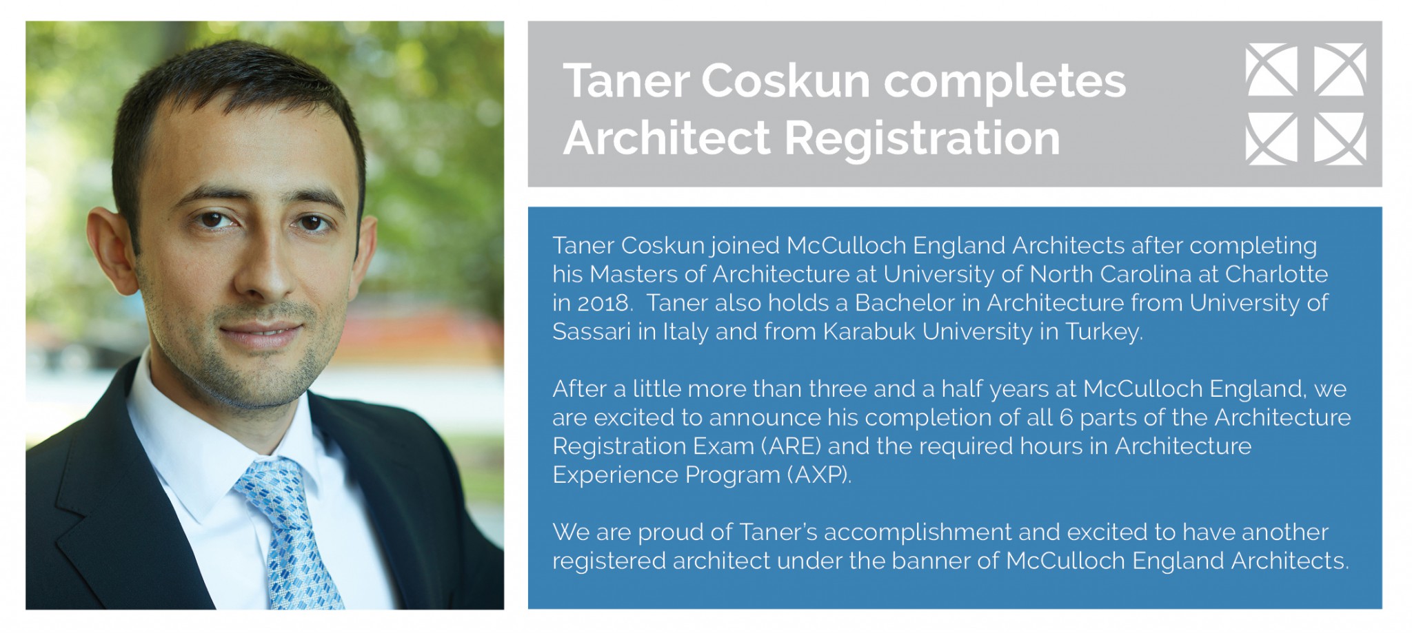 Taner Coskun completes Architect Registration - McCulloch England ...